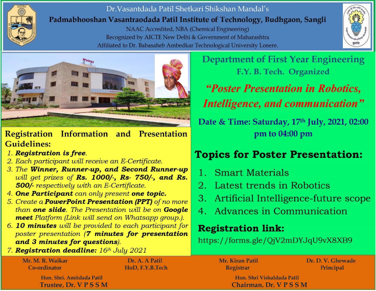 A Poster Presentation on “Robotics, Intelligence, and Communication ...